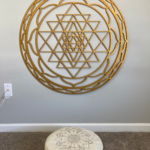 Sri Yantra Wall Art, Gold Wall Art Large, Sacred Geometry Art, Yoga ...