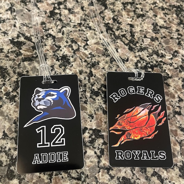 Fully Customized Bag Tags: Double-sided Personalized Sports, Events Bag ...
