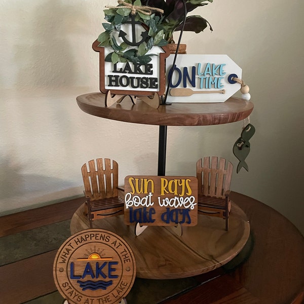 Lake Tier Tray Decor, Lake Decor, Summer Lake House, Mini Signs, Lake ...