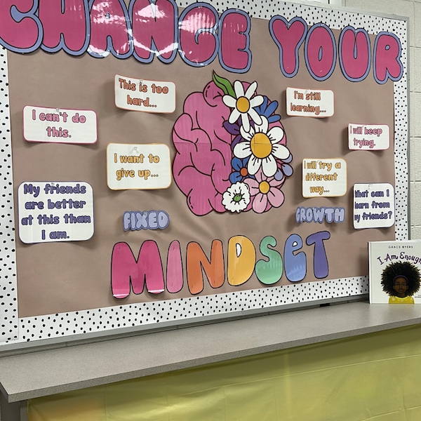 Change Your Mindset Bulletin Board, Growth Mindset, Pastel Classroom ...