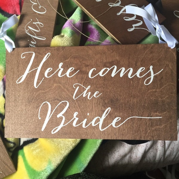 Here Comes the Bride Sign, Wedding Signs, Ringbearer Sign, Wedding Sign ...