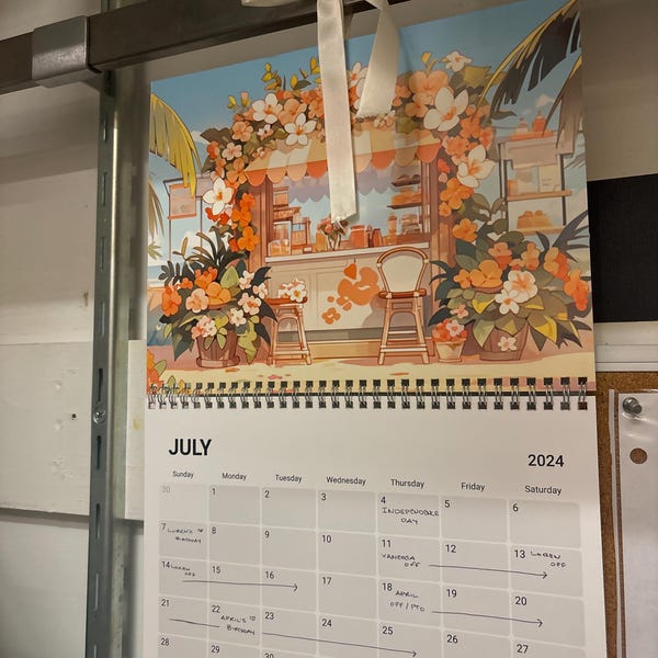 Kawaii Coffee Shops & Flower Boutique Calendar 2025, Kawaii Wall ...