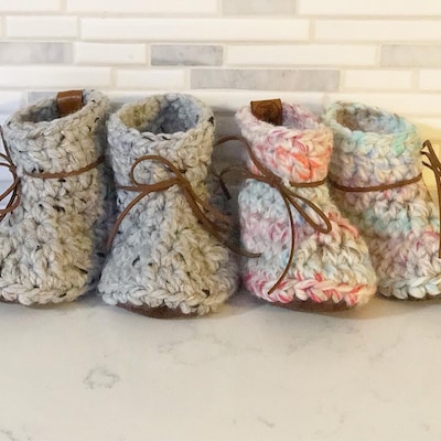 Suede Leather Soles With Crochet Bootie Pattern // Precut - Etsy Canada