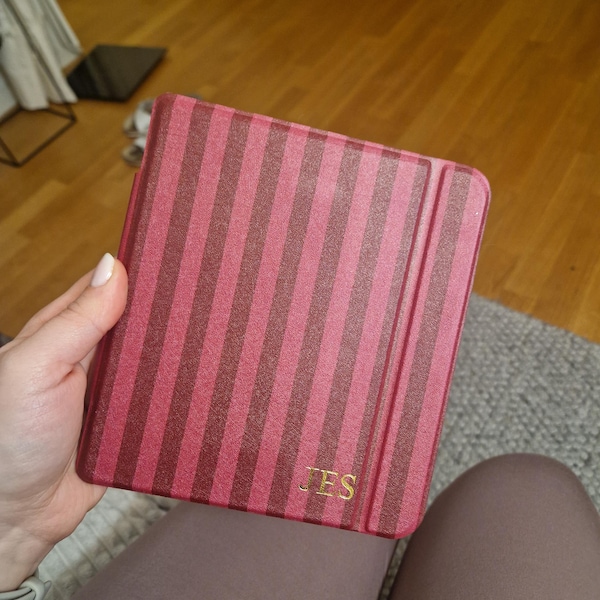 Personalized Kindle Paperwhite Case Burgundy Stripe Cover With Gold ...