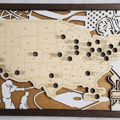 The Stadium Series Baseball Map Stadium Tracker SVG File - Etsy