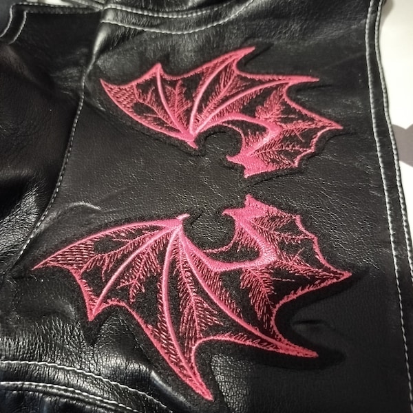 Red Demon Devil Wings Patch Mirror Wings Back Patch Iron on Embroidery Patch Mtcoffinz - Pair ...