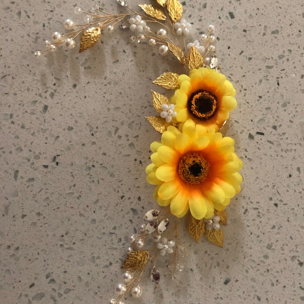 Sunflower Bridal Headpiece Sunflower Hair Comb Sunflower Headband ...