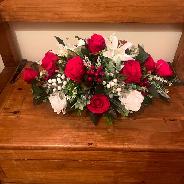 Round Grave Flowers Funeral Tributes, Artificial Grave Flowers, Silk ...