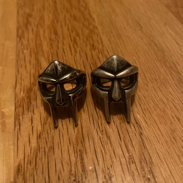 Steel MF Doom Mask Ring - Spartan Helmet Ring, Mens Silver Gladiator ...