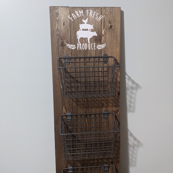 Fresh Produce Storage Wall Hang, Wooden Decor - Etsy