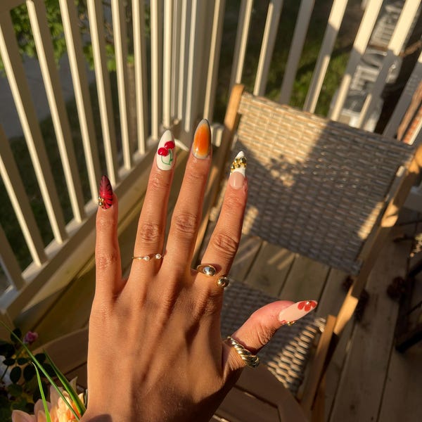 Cherry Colita - 3D Cherry Tiger Print Aura Design Press Ons - Etsy