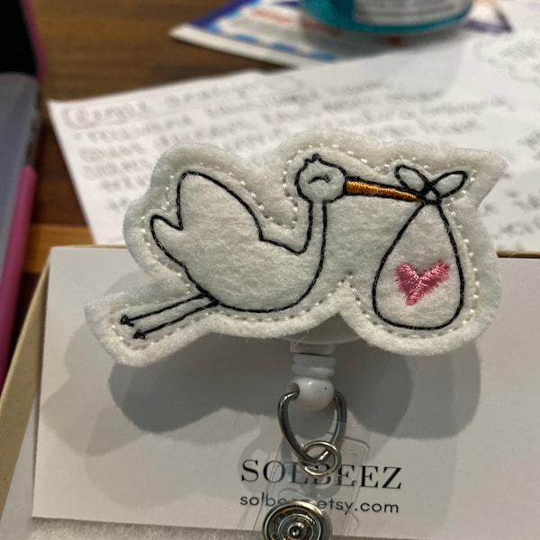 Stork Badge Reel / Nurse Badge Reel / OBGYN / Retractable ID Badge ...