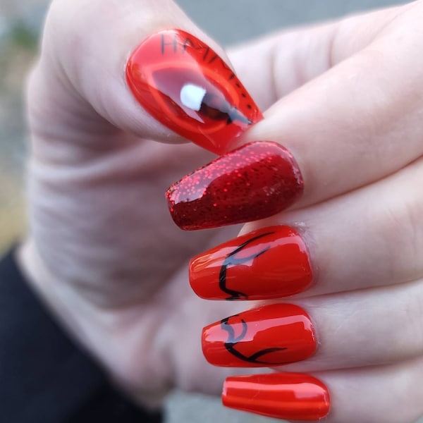 Alastor, Radio Demon Hazbin Hotel Reusable Press on Nails - Etsy