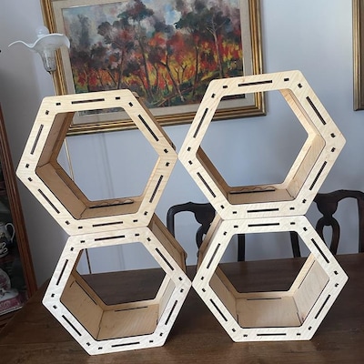 Hexagon Shelves, Wall Beehive Bee Honeycomb Shelf Decor, Large Set of ...