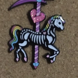 Skeleton Carousel Horse Enamel Pin Undead Rainbow Creepy | Etsy