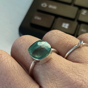 Amazonite Ring-green Tourmaline Ring-natural - Etsy