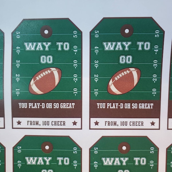 Football Favor Tags, Football Gift Tags, Printable Football Favor Tags ...