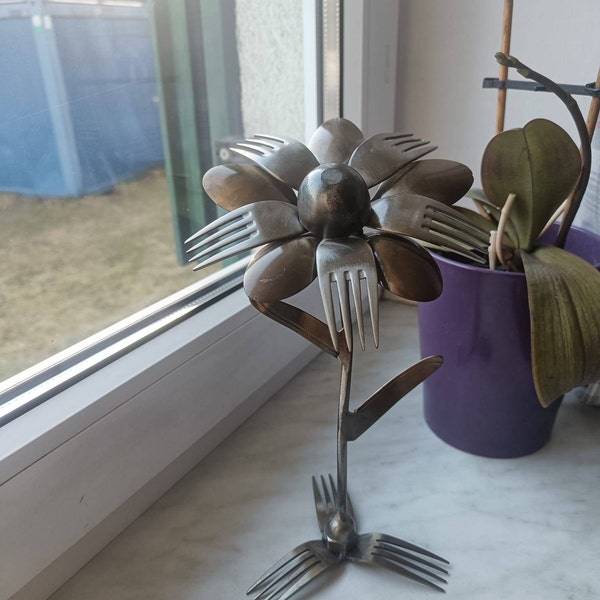 Metal Wine Bottle Holder Whimsical Man Sculpture Unique Bar Decor Fun ...