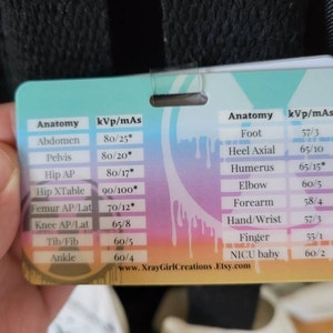 Xray Technique Card Xray Mas and Kvp Chart Radiology Technique Chart ...