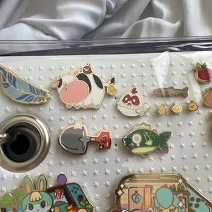 Farm Friends Hard Enamel Pins, Strawberry Cow, Chicken, and Baby Chicks ...