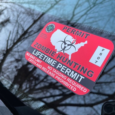 United States Zombie Hunting Permit License Vinyl Sticker Undead 3M ...