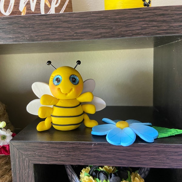 Handmade Polymer Clay Bumble Bee Figurine - Cute Standing Decor - Etsy