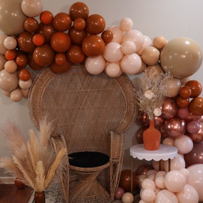 Terracotta Balloons Arch Country Wedding Decoration Orange Cream Peach ...