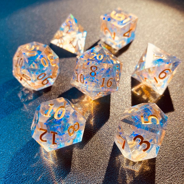 Rainbow DND Dice Set, Transparent Sharp Edge D&D Dice Full Set ...