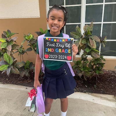 Editable Blue First Day of School Chalkboard Sign Reusable - Etsy