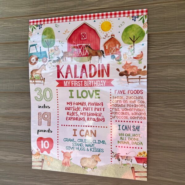 Editable Farm Birthday Milestone Poster Farm Animals Birthday Milestone ...