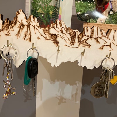 Wooden Wall Keychain With Mountains and Climbing Spit - Etsy