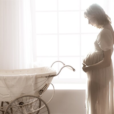 Maternity Digital Backdrop Bright White Window With Classic Buggy ...