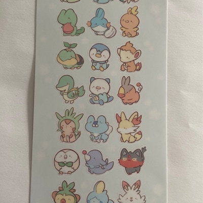 Pastel Tiny Derpy Poké Gen 1-9 Starters Sticker Sheet 27 Stickers - Etsy