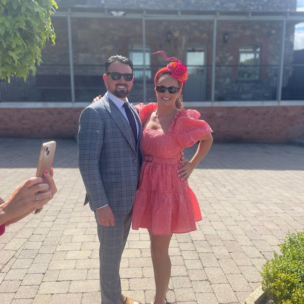 Burnt Orange & Hot Pink Velvet Fascinator Rose Flower Padded Headband ...