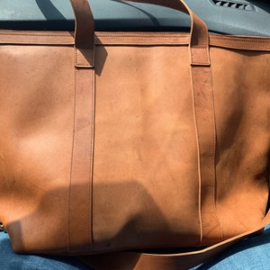 Leather Tote Bag With Large Outside Pocket. 4 Colors - Etsy