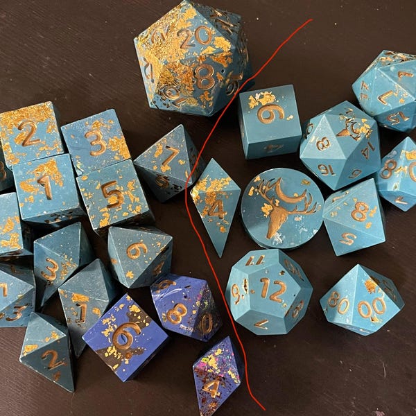 Handmade Dice, Made to Order Dice, Jesmonite Dice Set, “dark Disco ...