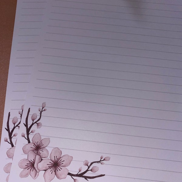 Blue Floral Writing Paper - A4 and A5 Sizes, Lined and Blank, JW Letter ...