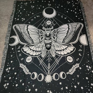 Death Moth Woven Throw Blanket Gothic Mystical Moth Woven - Etsy