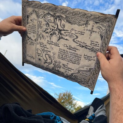 Stone War Chronicles World Map on Handmade Scroll Windcatcher - Etsy