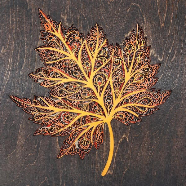 Maple Leaf – 3D Laser Cut Wall Art SVG | Intricate Botanical Leaf ...