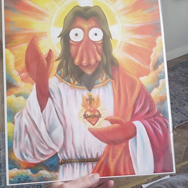Futurama Zoidberg Jesus Portrait - Futurama Art - Art Print of Original ...