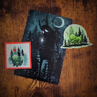 Complete Cryptid Buddy Sticker Pack Fantasy Mothman Sasquatch Bigfoot ...