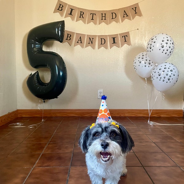 Happy Birthday Paw Print Burlap Banner, Pet Happy Birthday Dog ...