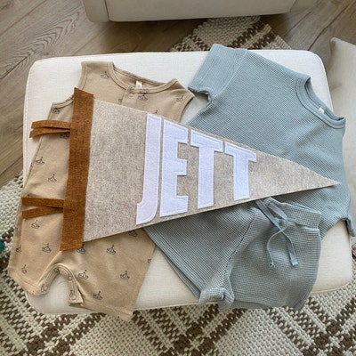 Custom Name Pennant block Letter - Etsy