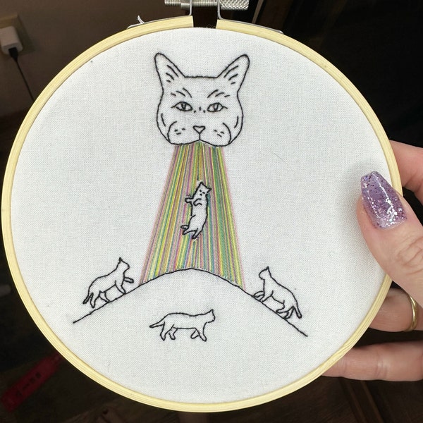 PDF Alien Cat Embroidery Pattern | Cat Embroidery Pattern | Embroidery ...