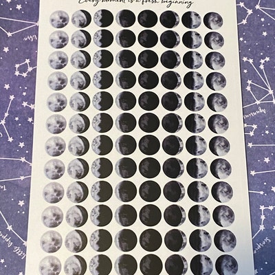 96 Realistic Moon Phase Sticker Lunar Tracking Planner Sticker ...