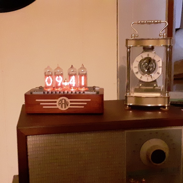IN14 Personalized Gift Nixie Clock. Mid Century Style 4 Bulbs. Orange ...