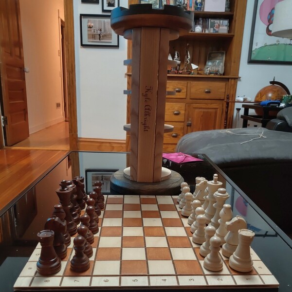 Handmade Wooden Chess Set in the Form of a Rook. Chess Tower. Playfield ...