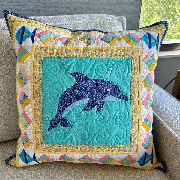 Dolphin Quilt Block Pattern, PDF Instant Download, Nautical Quilt Block ...