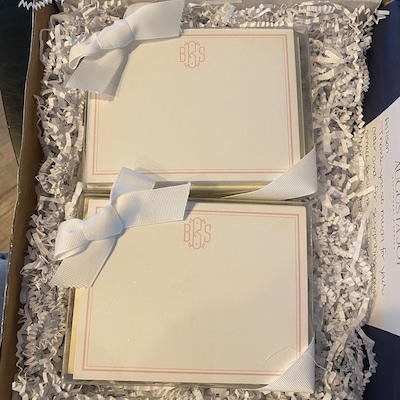 Personalized Note Cards Set, Monogram Stationery Monogrammed Note Card ...